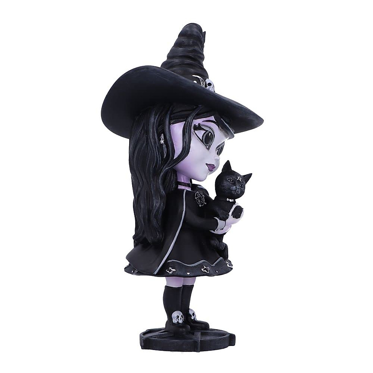 Nemesis Now Cult Cuties Hexara Witch Figurine 15cm, Resin, Black, Cute Witch and Feline Companion Figurine, Perfect Addition to Gothic Collection, Cast in The Finest Resin, Expertly Hand-Painted