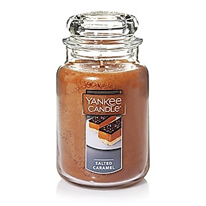 Yankee Candle Salted Caramel Scented, Classic 22oz Large Jar Single Wick, Over 110 Hours of Burn Time, Perfect for Gifting