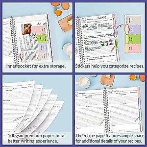 Blank Recipe Book to Write in Your Own Recipes, 8.5" x 11" Removable Hardcover Family Recipe Binder with Dividers, Customized Personal Recipe Book Hold 140 Recipes (Salvia Blue)