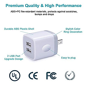 USB Wall Charger, Charger Block, Double USB Fast Charging Cube Block Charger Box, 2.1A Phone Charger Power Adapter 3 Pack for iPhone 14 13 12 11 Pro Max XS XR X 8 7 6S Samsung Galaxy S23 A14 Note 20