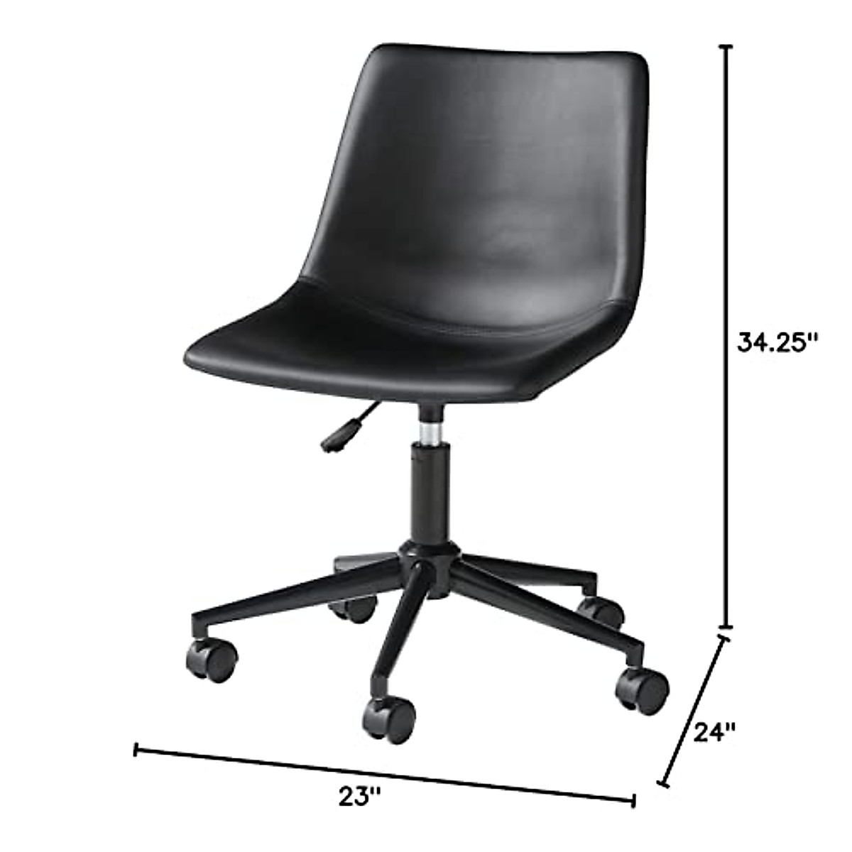 Signature Design by Ashley Faux Leather Adjustable Swivel Bucket Seat Home Office Desk Chair, Black