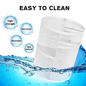 sanipoe 360 Makeup Organizer, DIY Detachable Spinning Cosmetic Makeup Caddy Storage DIsplay Bag Case Large Capacity Makeup Box Acrylic Vanity Organizer Box, Great for Countertop and Bathroom, White