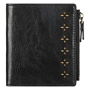 Lavemi Ultra Thin Small Compact Leather Womens Girls Wallets RFID Blocking Credit Card Holder for Women(1-Black)