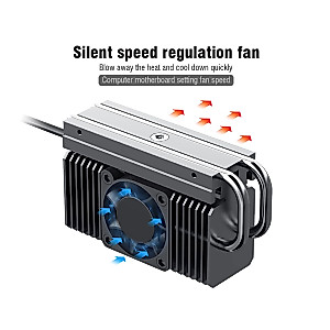 ElecGear M.2 2280 SSD Cooler, EL-80X PWM Cooling Fan + Heat Pipe + Solid Aluminum Heatsink for 80mm PCIe NVMe and SATA SSD Internal Solid State Drive, Thermal Pads Included