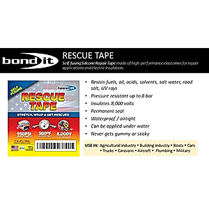 Rescue Tape, Self-Fusing Silicone Tape, Emergency Plumbing Pipe & Radiator Hose Repair, Electrical Insulation, Military Std, 1" x12', Blue