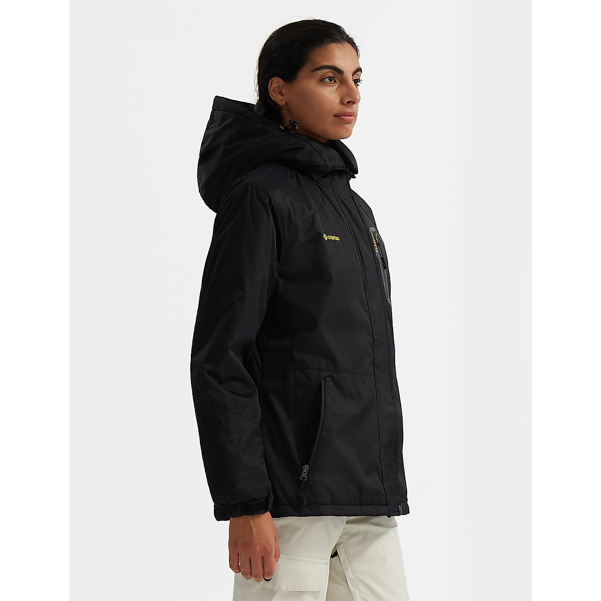 GEMYSE Women's Mountain Waterproof Ski Snow Jacket Winter Windproof Rain Jacket（Black，Medium）