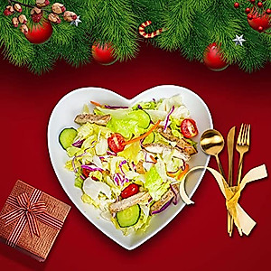 Keponbee Big Heart Shaped Bowls 2pcs Porcelain White Heart-shaped Dish for Desserts/Salad/Fruit/Pasta or Romantic Dinner, 9Inch