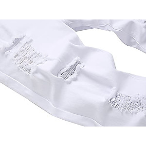 QIMYUM Mens Ripped Jeans, Distressed Destroyed Slim Fit Straight Leg Denim Pants (40, white7021)