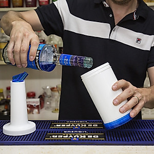 Trendy Bartender Color Coded Flow N Stow Juice Bottles (32oz / 1 Quart, Set of 4) – Commercial Grade Bar Pourers with Spout and Lid for Effortless Mixing, Pouring, and Storage