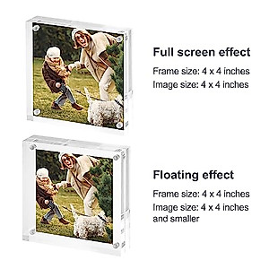 Fixwal Acrylic Picture Frame, 4x4, Set of 3, Magnetic Photo Frame, Wedding Table Numbers, 10mm Clear Glass Frame, Frameless Photo Frame