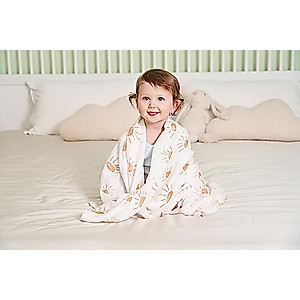 LAT 3 Pack Muslin Swaddle Blankets,Soft Bamboo Cotton Breathable Wraps for Baby,Large 43 x 59 inches,Unisex for Boys & Girls Newborn,Infant Shower and Wearable Swaddling Set(Sun Flowers)