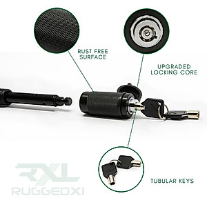 Tiger Lock 5/8" Black Trailer Hitch Locking Pin - Anti-Rattle Tow Hitch Receiver Lock, fits Class III - V Hitches with 2" and 2.5" Receivers