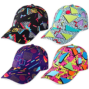 Xtinmee 4 Pcs 80s 90s Trucker Hat Vintage Baseball Caps for Men Women Retro Back to 90s Hats Adjustable Unisex Caps for Travel Disco Party Birthday Gift Festival Party Favor, Multi Color