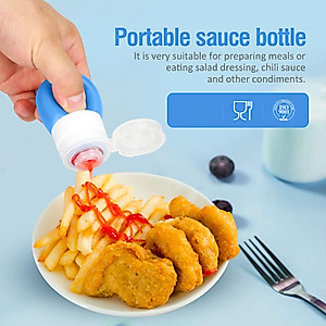 Timiuu Squeeze Salad Dressing Bottles with Cleaning Brush | Portable Sauce Bottles Condiment Bottles | Dressing to Go for Lunch | 3 OZ, Set of 4 | Food-Grade Silicone, BPA Free