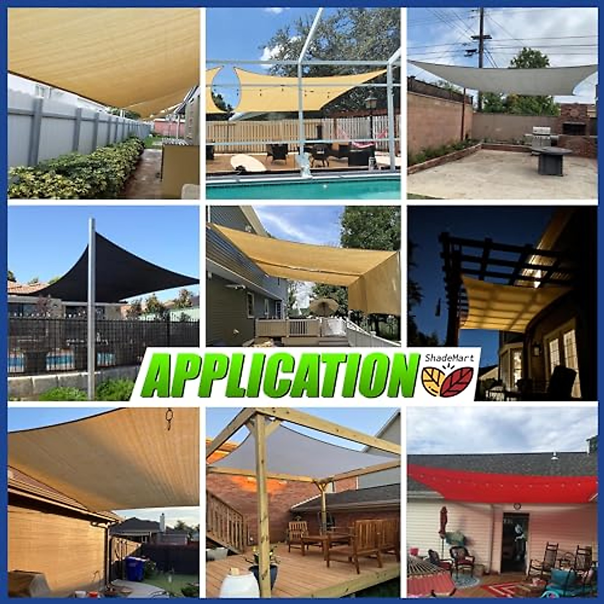 ShadeMart 14' x 20' Beige Sun Shade Sail UPF50 Rectangle Canopy Fabric Cloth Screen smTAPR1420, Water and Air Permeable & UV Resistant, Heavy Duty, Carport Patio Outdoor - (We Customize Size)