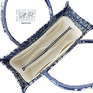 Divitize Premium Insert for Book Tote Organizer Medium, Small Book Tote Organizer Insert, Handmade 2mm Felt Insert, Best Fit Detailed Size, Large Book Tote Bag Organizer (For Large Book Tote, Brown)