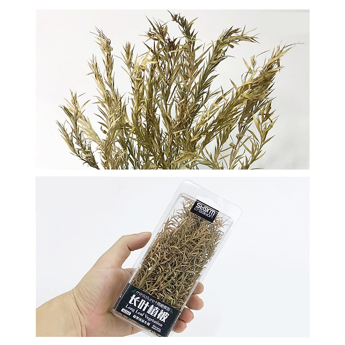 Cayway 2 Pack Static Grass Tuft, 2 Color Model Grass Tufts Railway Artificial Grass Long Shrub Vegetation Groups for DIY Architecture Building Model Railway Train Diorama Garden Scenery