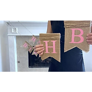 Shimmer Anna Shine Burlap Happy Birthday Banner for Birthday Party Decorations (Pink)
