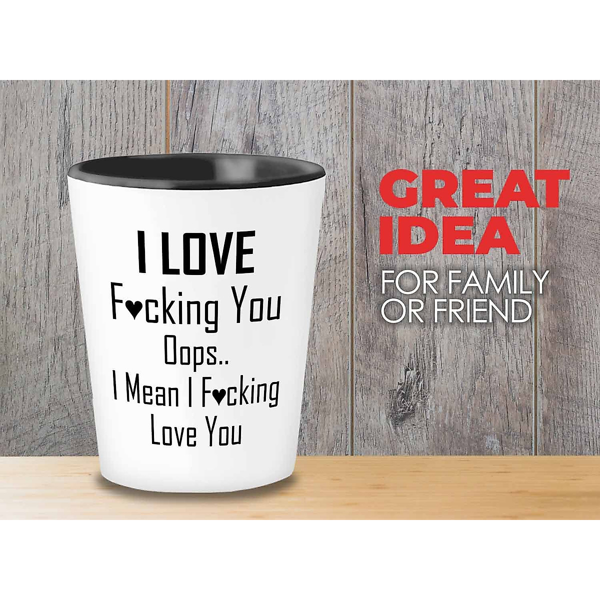 Bubble Hugs Family Shot Glass 1.5oz - I Fcking Love You - Husband Funny Dad Wife Spouse Fiance Fiancee Daughter Children Son