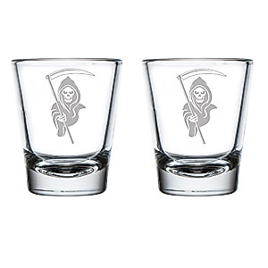 MIP Set of 2 Shot Glasses 1.75oz Shot Glass Grim Reaper