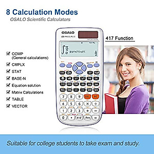 OSALO Scientific Calculator 417 Function 2 Line 10+2 Digits Written Display Solar Scientific Calculator (OS 991ES Plus)