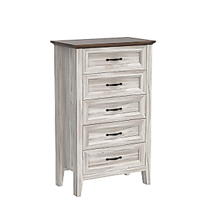 LINSY HOME Beige Dresser for Bedroom, 5 Drawer Dresser with Metal Handles, Chest of Drawers, Tall Dresser for Living Room, Entryway, and Closet