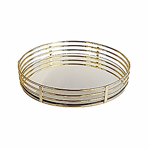 American Atelier Circle Glass Tray-Gold, Gold