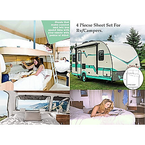 RV Sheet Sets 66x80 Olympic Queen 4 Pc, 600 Thread Count 100% Egyptian Cotton Bed Sheets for RV, Campers & Travel Trailers, RV Bed Sheets Fit Mattress 10" to 15" Deep Fitted RV Sheets Silver