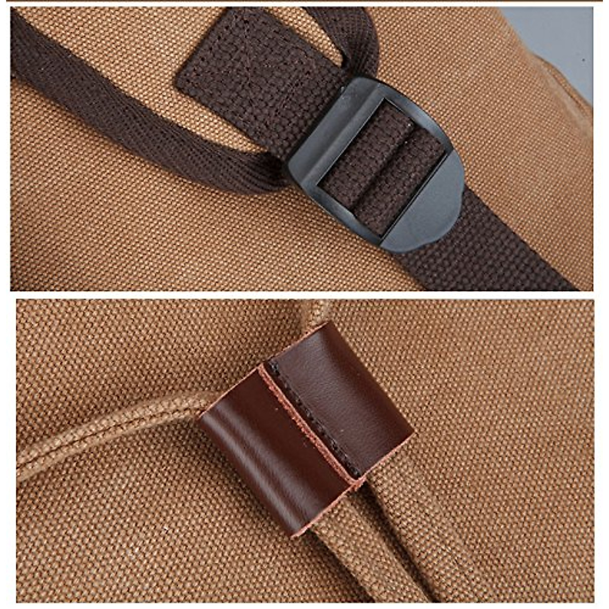 Yookeyo Canvas Flap Drawstring Backpack School Bag Travel Bag for Middle School