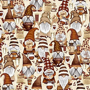 Timeless Treasures Espresso Yourself by Gail Cadden CD2027 Beige Coffee Gnomes Fabric