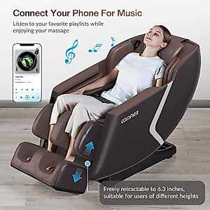 COMFIER 2023 Massage Chair Full Body,Gifts for Women,Men,Zero Gravity Recliner with SL Track, Bluetooth,Yoga Stretching,Compression,Foot Rollers,Heating,Shiatsu Kneading Chair Massager,Brown