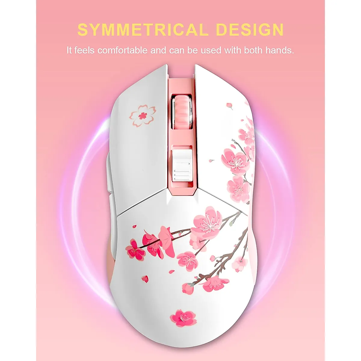 DAREU Sakura Pink Wireless Wired Gaming Mouse, Dual-Mode Rechargeable 7 Programmable Buttons,10K DPI,RGB and 7 Adjustable DPI Levels up to [150IPS] [1000Hz Polling Rate] for PC Notebook Mac