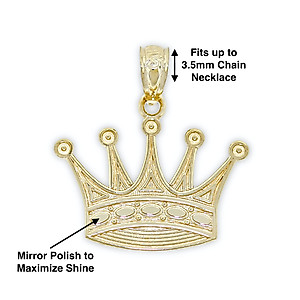 Charm America - Gold Crown Charm - 10 Karat Solid Yellow Gold (Large)