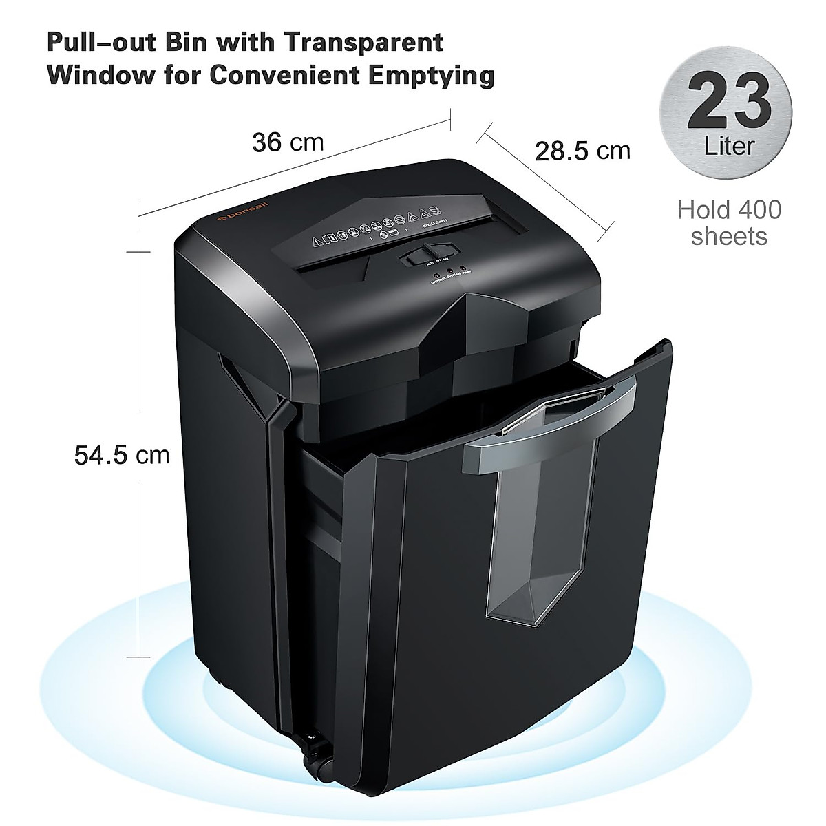 Bonsaii Paper Shredder, 18-Sheet 60-Minutes Paper Shredder for Office Heavy Duty Cross-Cut Shredder with 6 Gallon Pullout Basket & 4 Casters, Anti-Jam High Security Mail Shredder for Home Use(C149-C)