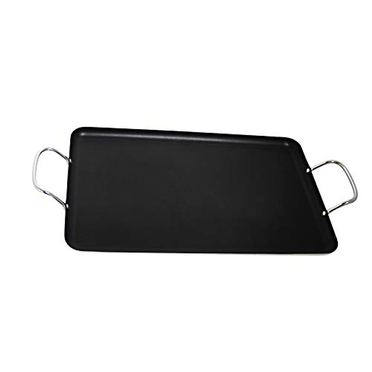 Imusa USA Nonstick Stovetop Double Burner Griddle with Metal Handles, 17-Inch, Black