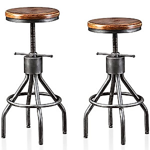 BOKKOLIK Set of 2 Industrial Bar Stool-Vintage Counter Dining Chair-Swivel Stools-Tall Height Adjustable 22-33"