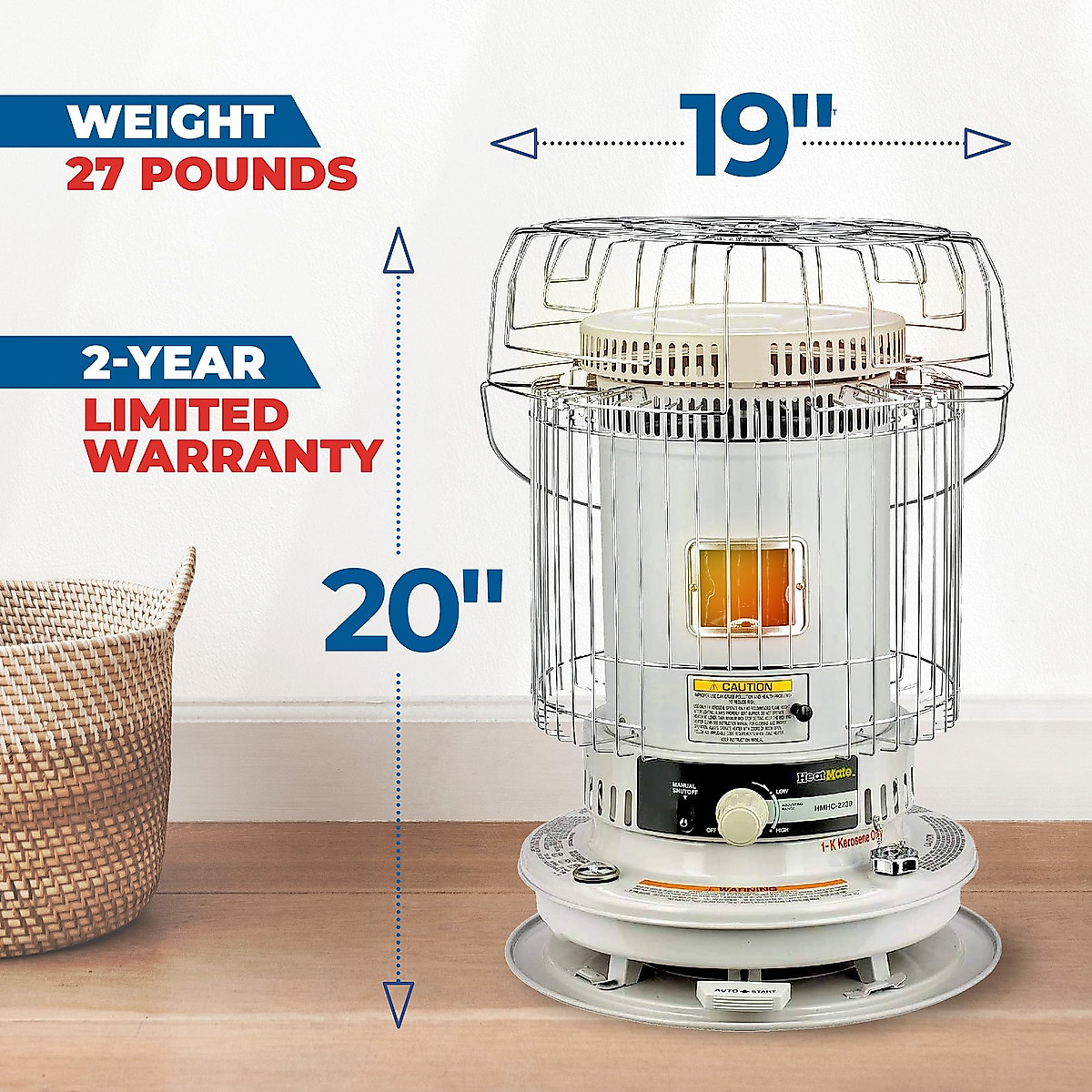 Sengoku HeatMate Portable Kerosene Indoor/Outdoor Space Heater for 1000 sq ft, 23,500 BTU
