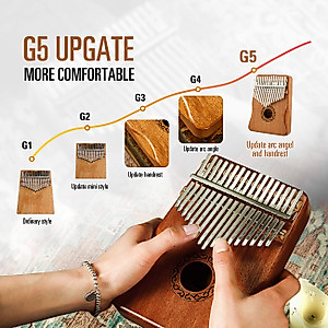 MIFOGE Kalimba Thumb Piano 17 Keys with Mahogany Wood,Mbira,Finger Piano Builts-in Waterproof Protective Box, Easy to Learn Portable Musical Instrument,Gift for Kids Adult Beginners (Mahogany)