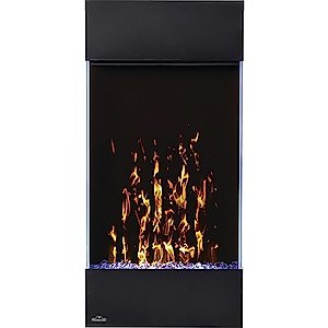 Napoleon Allure Vertical Series 38 Wall Mount Electric Fireplace - Multi-Color Flames with Large Crystal Cubes and Natural Looking Driftwood Logs - NEFVC38H