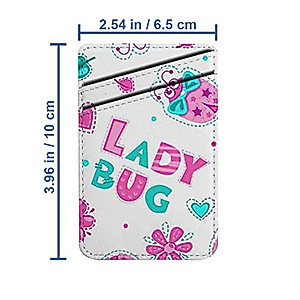 Diascia Pack of 2 - Cellphone Stick on Leather Cardholder ( Girlish Cute Ladybugs Pattern Pattern ) ID Credit Card Pouch Wallet Pocket Sleeve
