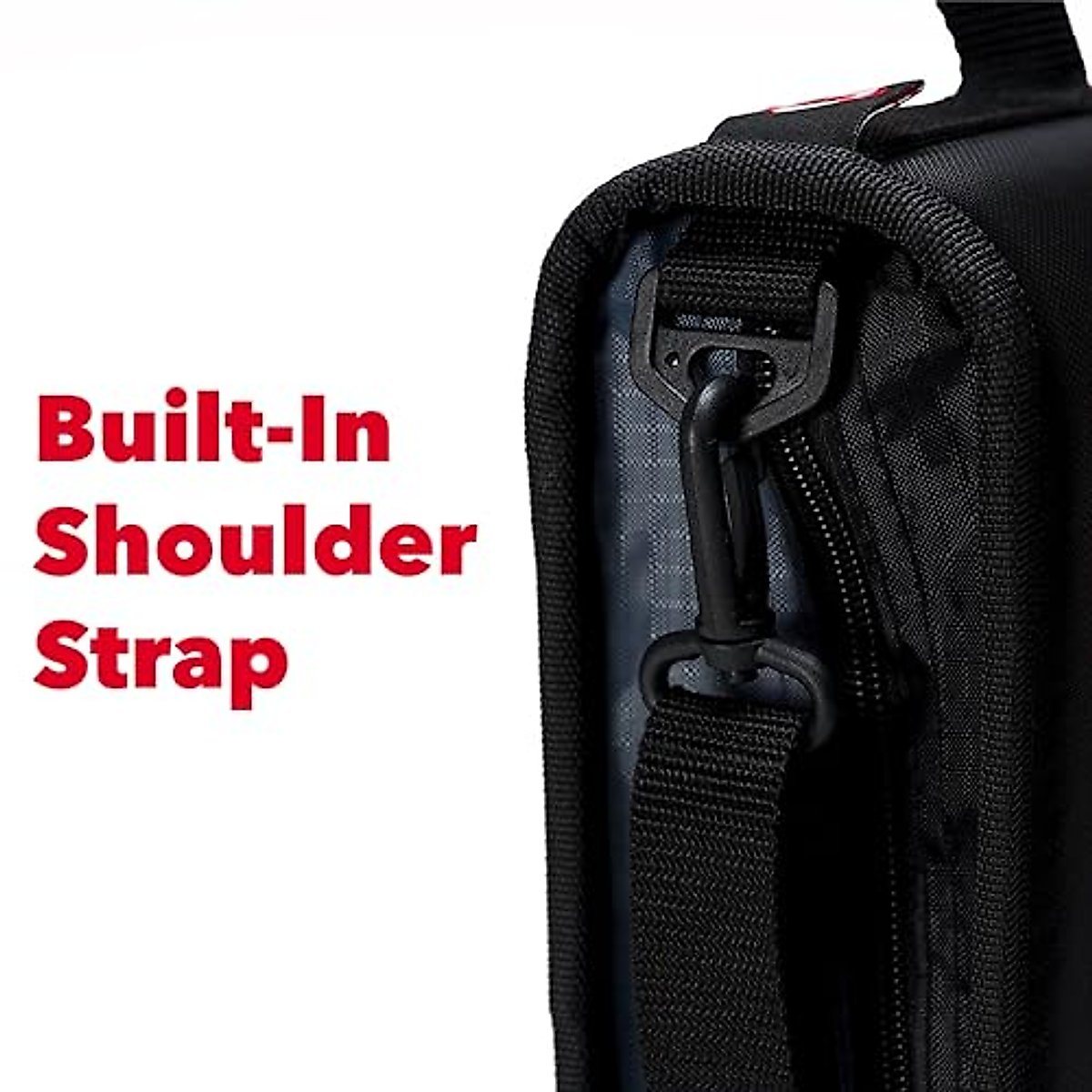 Case-it Mighty Zip Tab Zipper Binder, 3" O-Ring with 5-Color tabs, Expanding File Folder and Shoulder Strap and Handle, D-146-JBK Jet Black