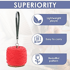 2pcs Wooden Yarn Holder for Crocheting with Crossbody Strap and Yarn Spinner,Leather Wristband Design Portable Wrist Yarn Holder,Portable Yarn Holder for Craft Lovers