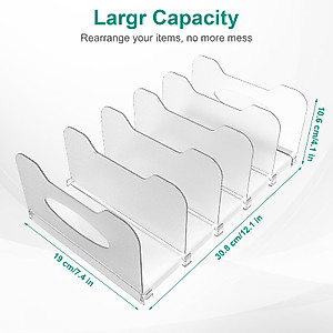 VANSHINIEER Freezer Organizer Bins, 12" Freezer Rack Fridge Organizer with Adjustable Dividers and Handles for Frozen Food Box and Meal Storage, BPA-Free Refrigerator Organization and Storage