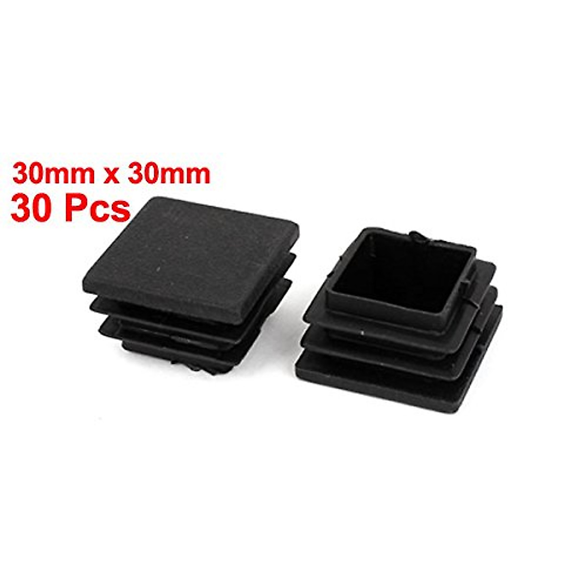 uxcell Plastic Square Tube Inserts End Blanking Caps 30mm x 30mm 30 Pcs Black