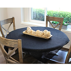 CleverDelights 48 Inch Black Burlap Square - Jute Burlap Fabric - Finished Edges - 48" x 48"