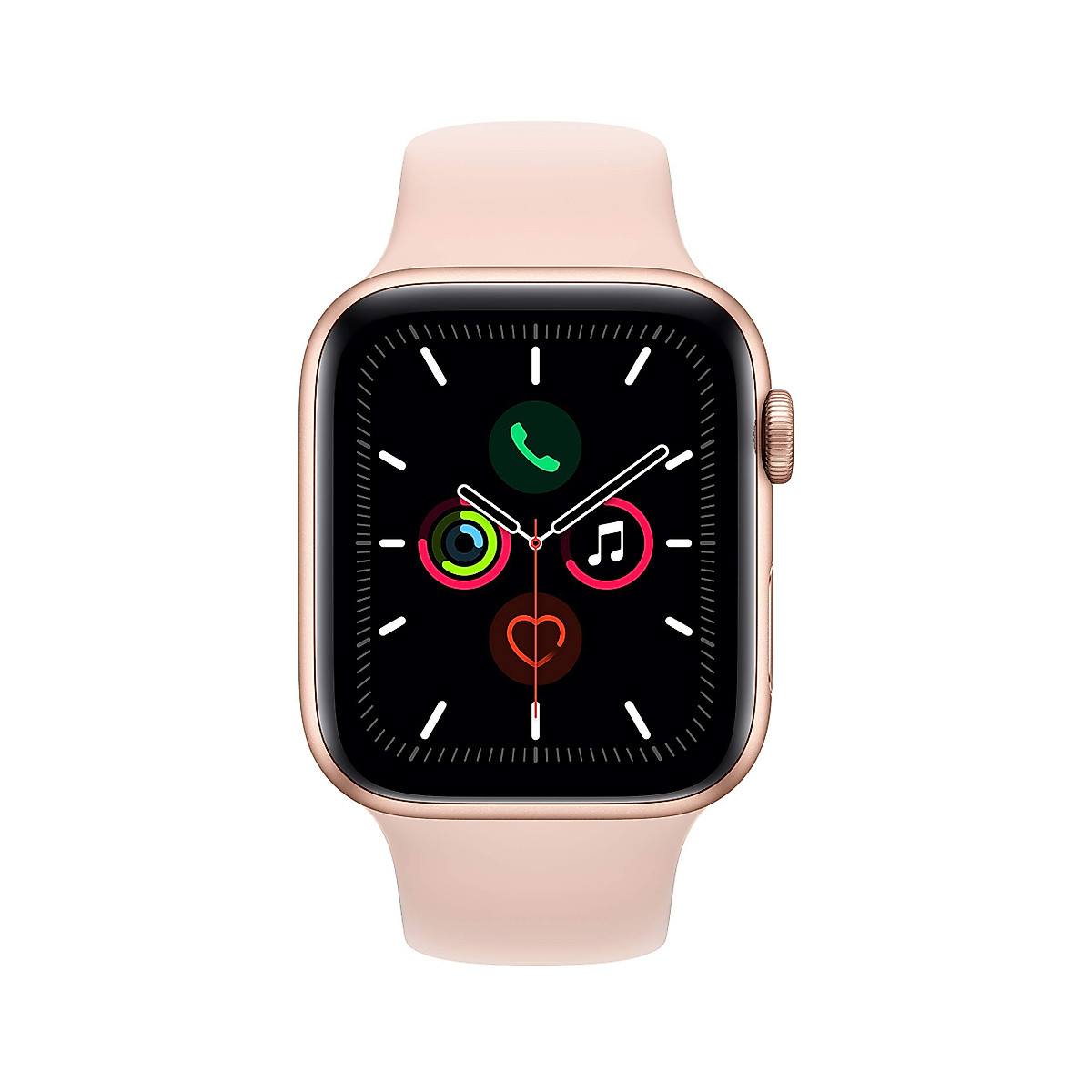 Apple Watch Series 5 (GPS, 44MM) - Gold Aluminum Case with Pink Sand Sport Band (Renewed)