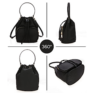 1071 Nylon Roomy Crossbody Bucket Bags Water Proof Purses Wristlet Handbags