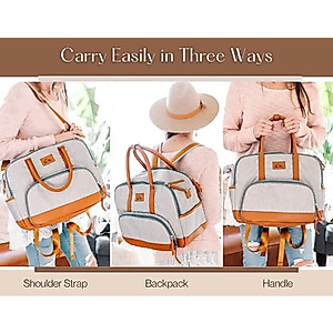 K2C3 Wearable Breast Pump Bag | Backpack with Laptop Compartment | Breast Pump Storage Bags | 16.9" x 13.77" x 5.11" Breast Pump Parts Bag | Leather & Polyester Baby Backpack Diaper Bag Tote