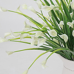 Shineweb 1 Bouquet 5 Branches Calla Lily Flower Artificial Table Plant Garland Home Kitchen Garden Office Wedding Wall Decor White