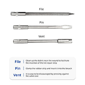 NIUAWASA Tubeless Bike Tire Repair Kit, for MTB and Road Bicycle Tires, Fix a Puncture or Flat, Fast – Tackle Set, Plugger Tool and Plugs, with 5 Rubber Strips and 3 Tire Repair Drills (Silver)
